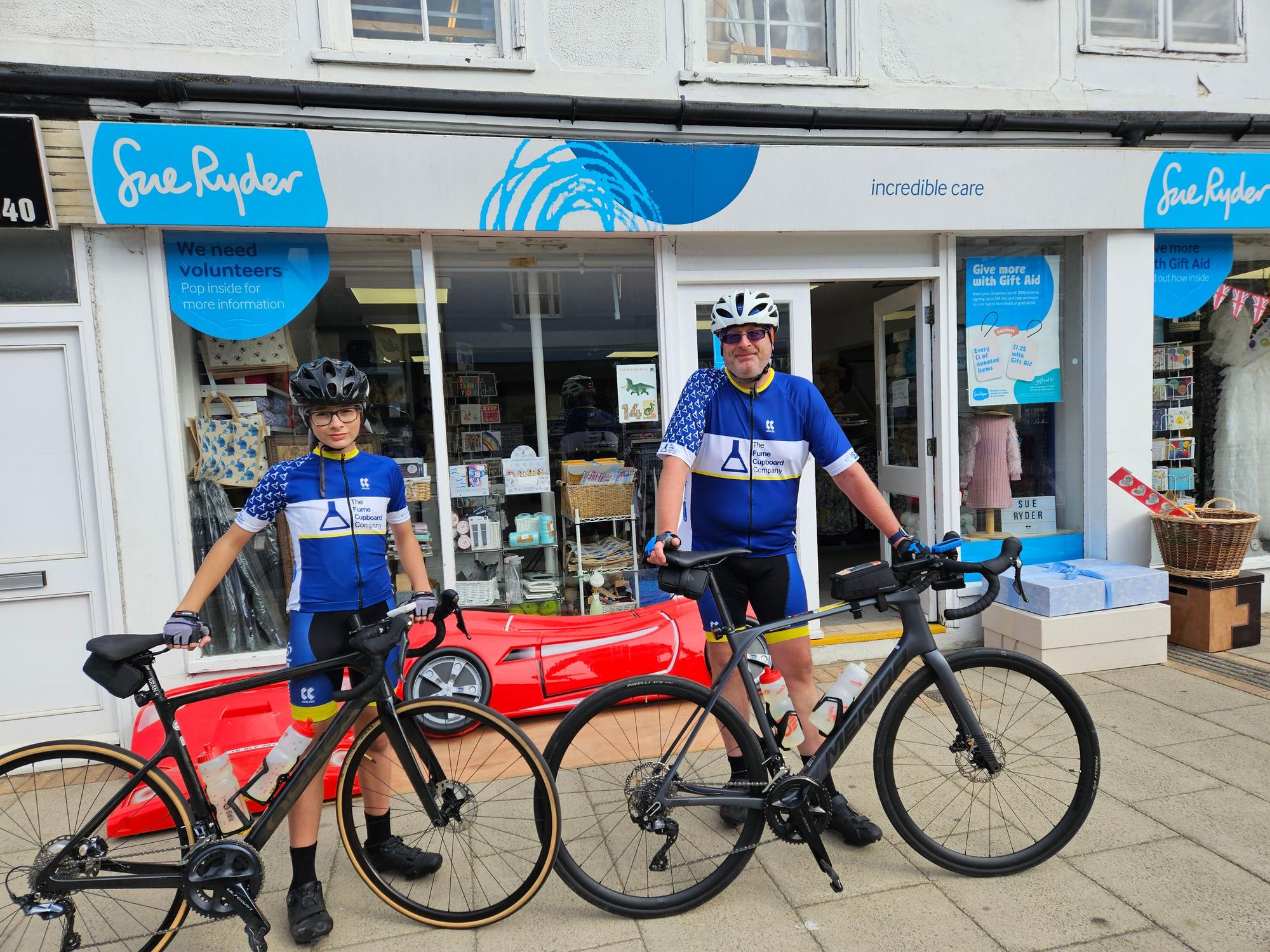 Pedal power: father and son go the extra mile for Sue Ryder