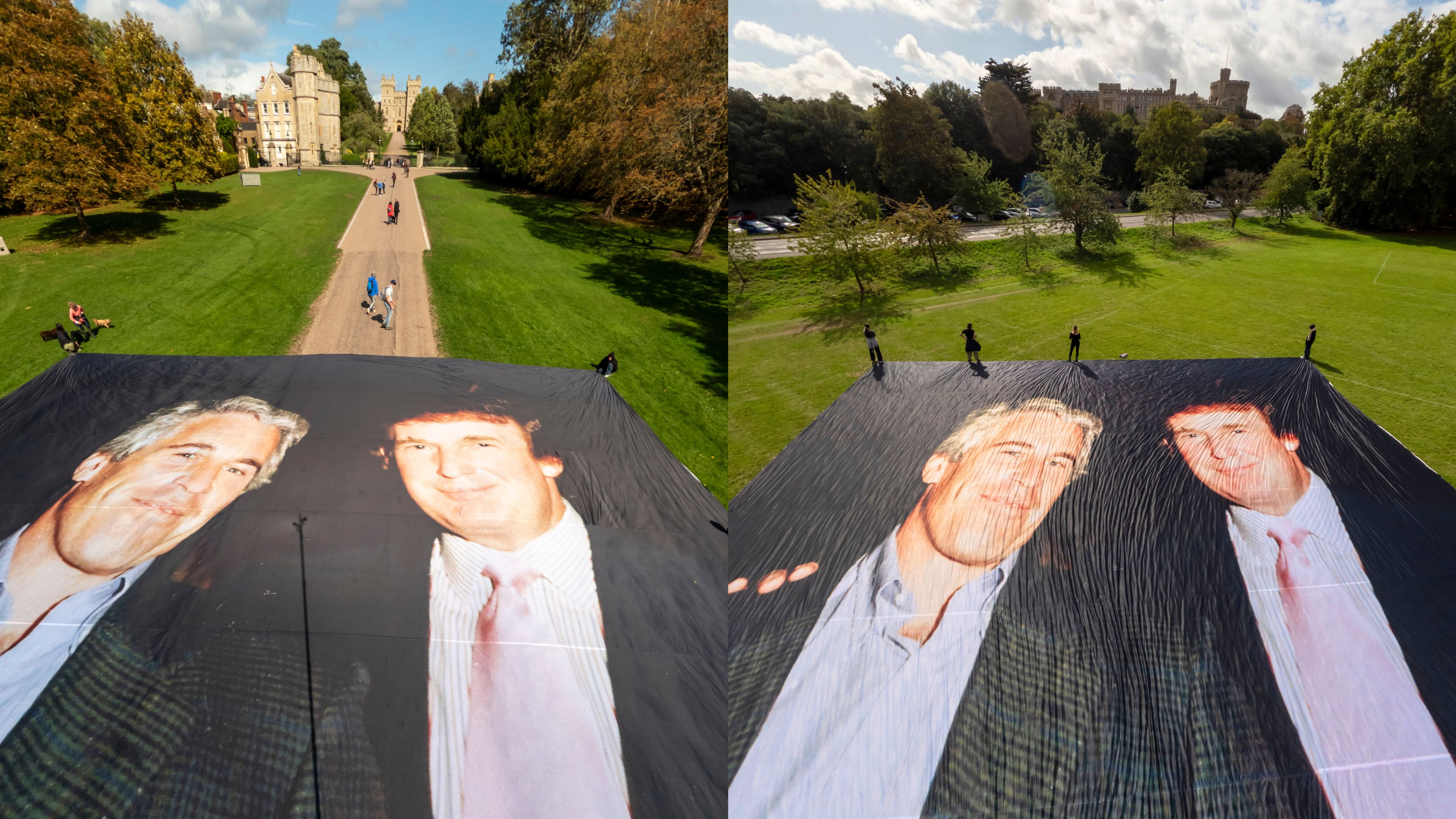 'World's largest photo' of Epstein and Trump unveiled outside Windsor ...