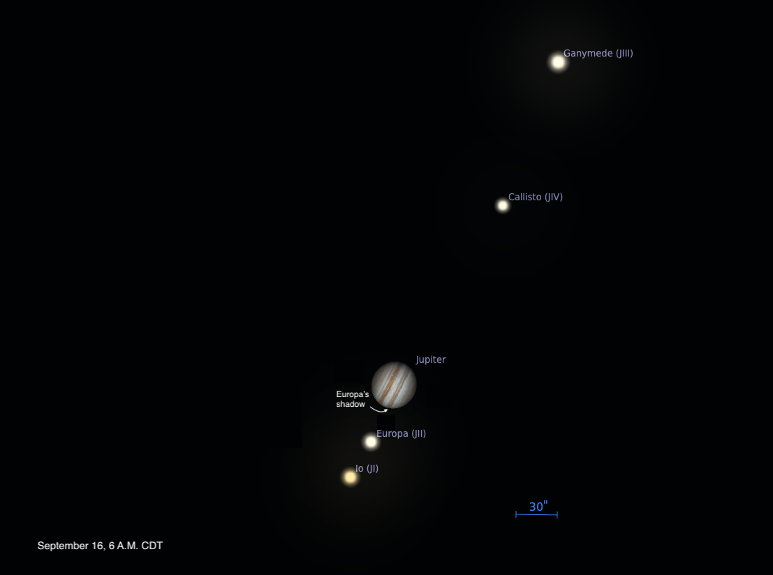 The Sky Today on Tuesday, September 16: Jupiter's moons line up