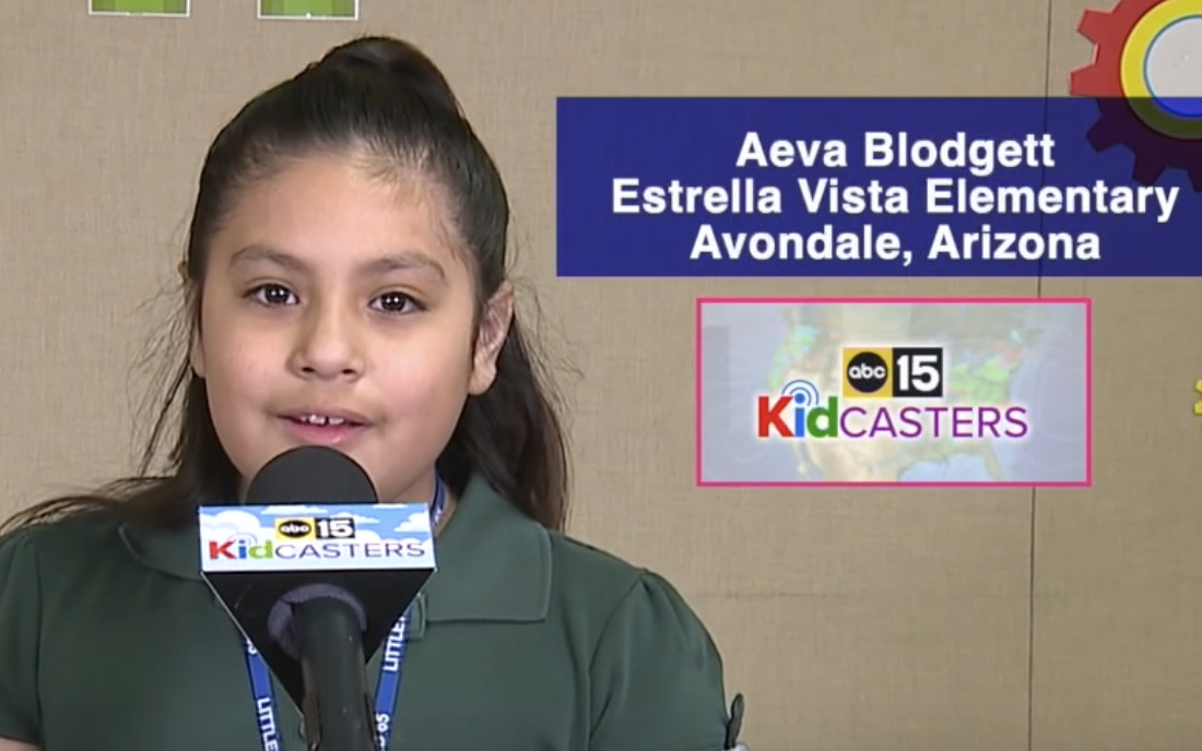 Kidcaster Aeva gives your Tuesday morning forecast from Estrella Vista Elementary School