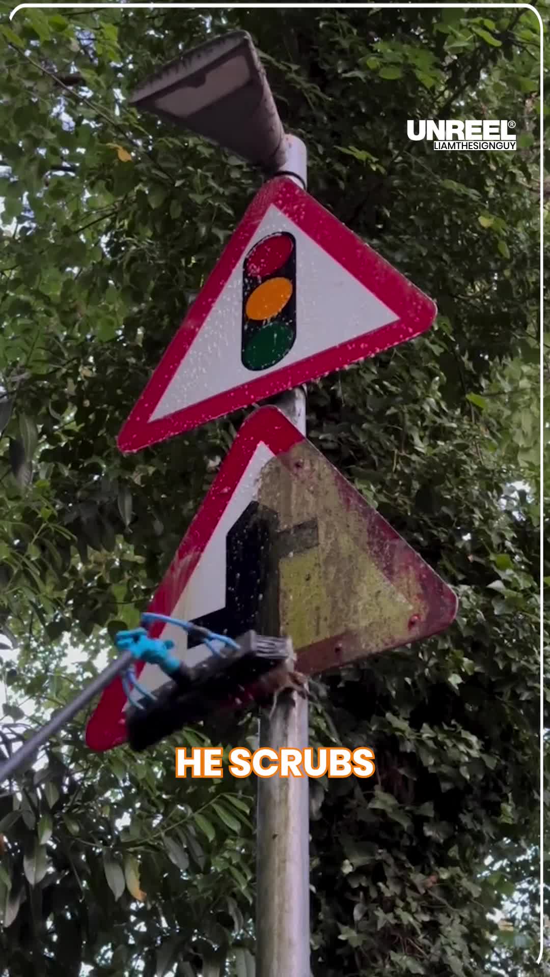 Transforming London's grimy road signs: Eco-friendly restoration magic!