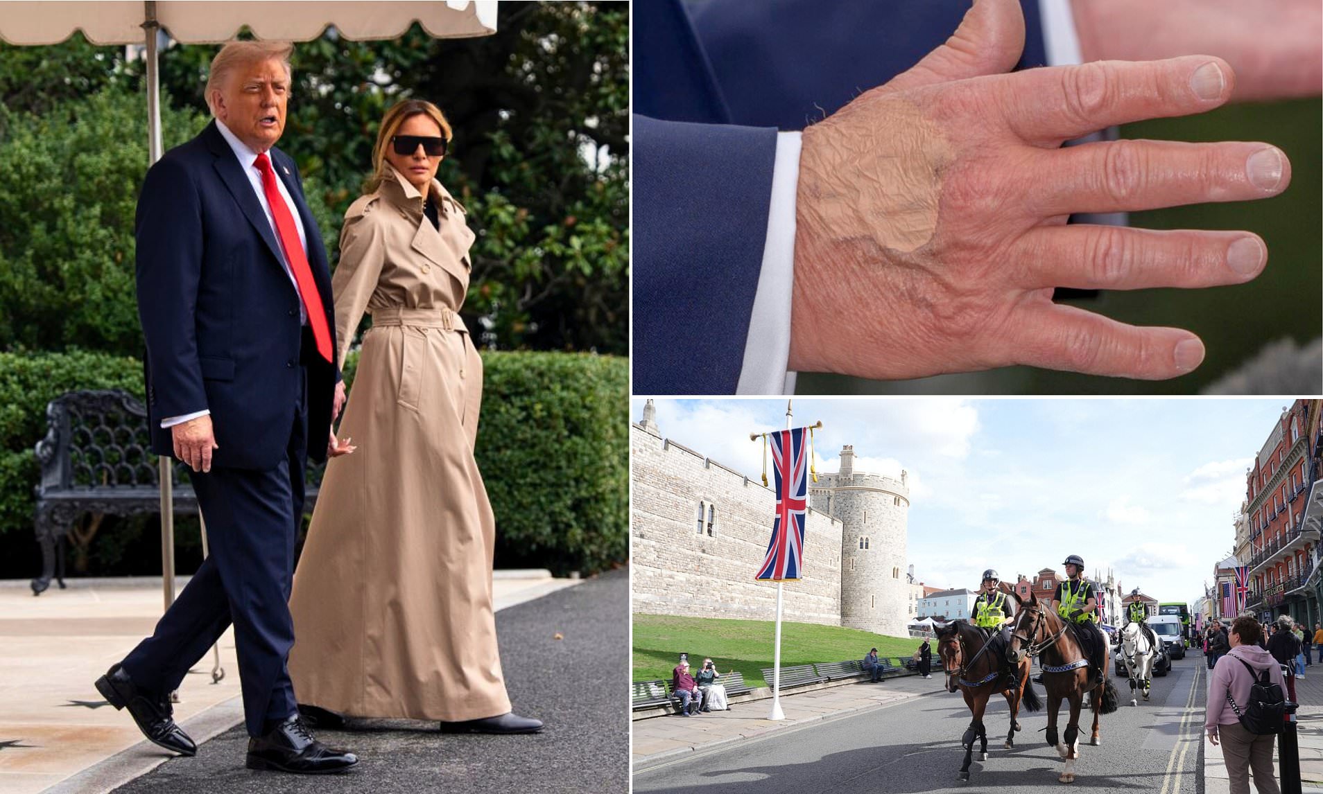 Trump is seen with make-up on his hand ahead of UK visit weeks after he ...