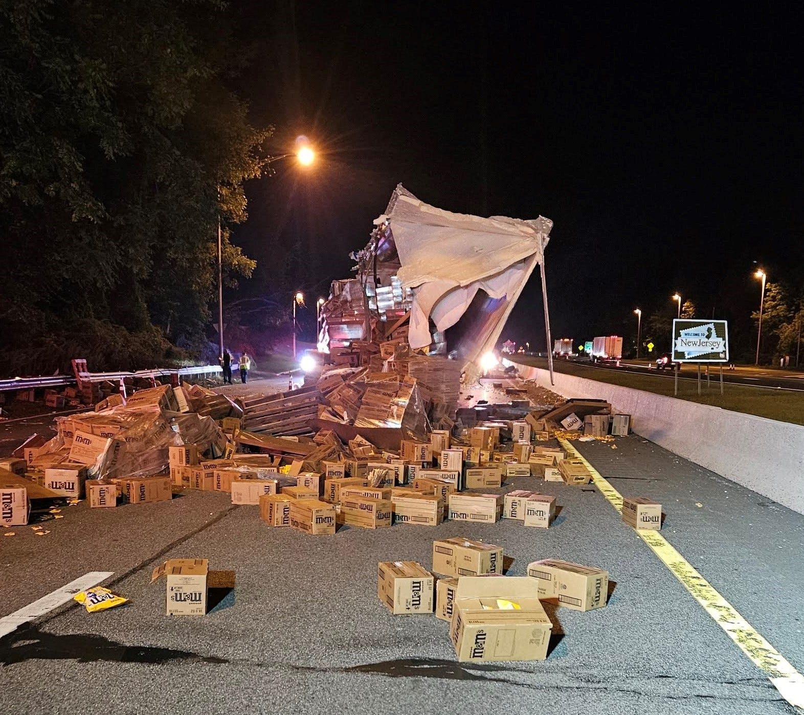 Crash spills candy across Route 80 in North Jersey. Check out the aftermath