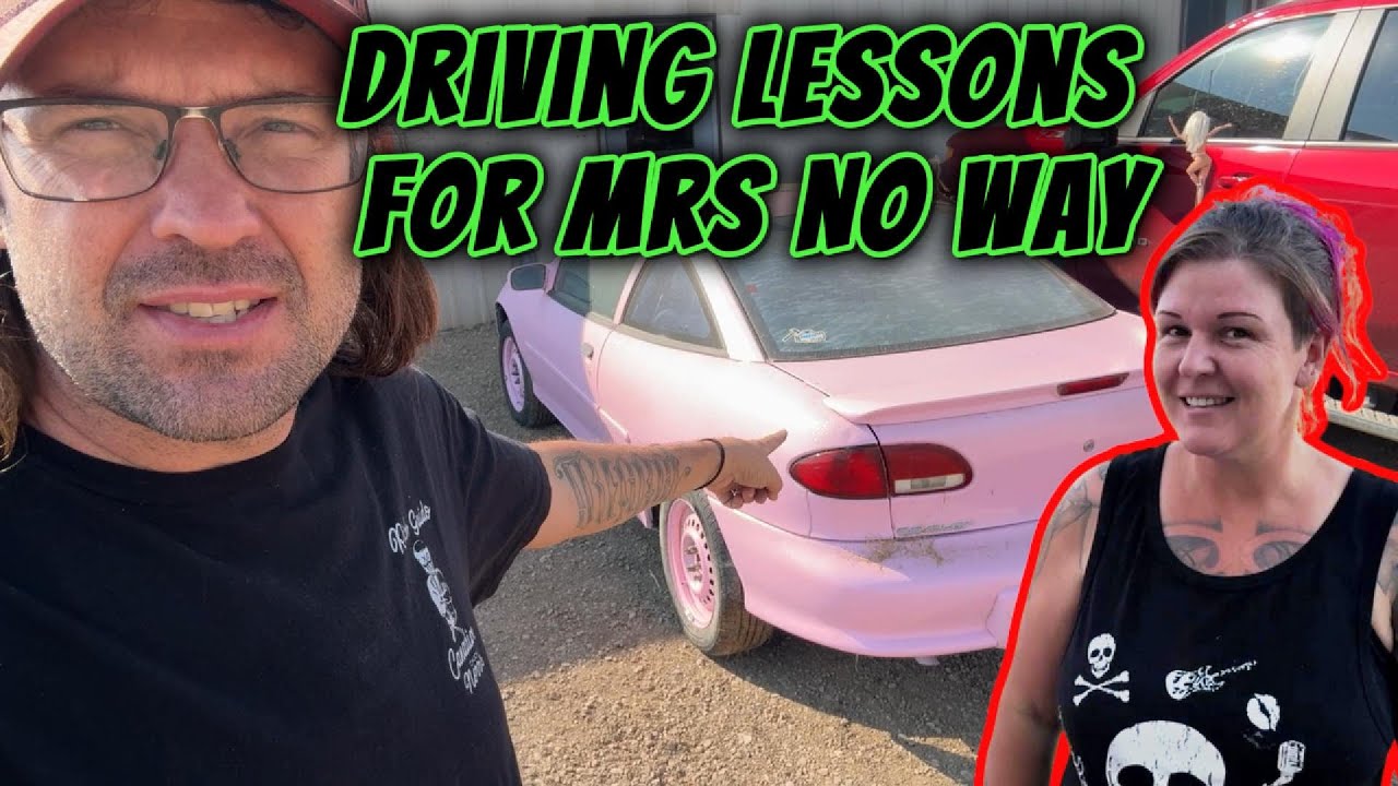 The joy of driving lessons in a Barbie car