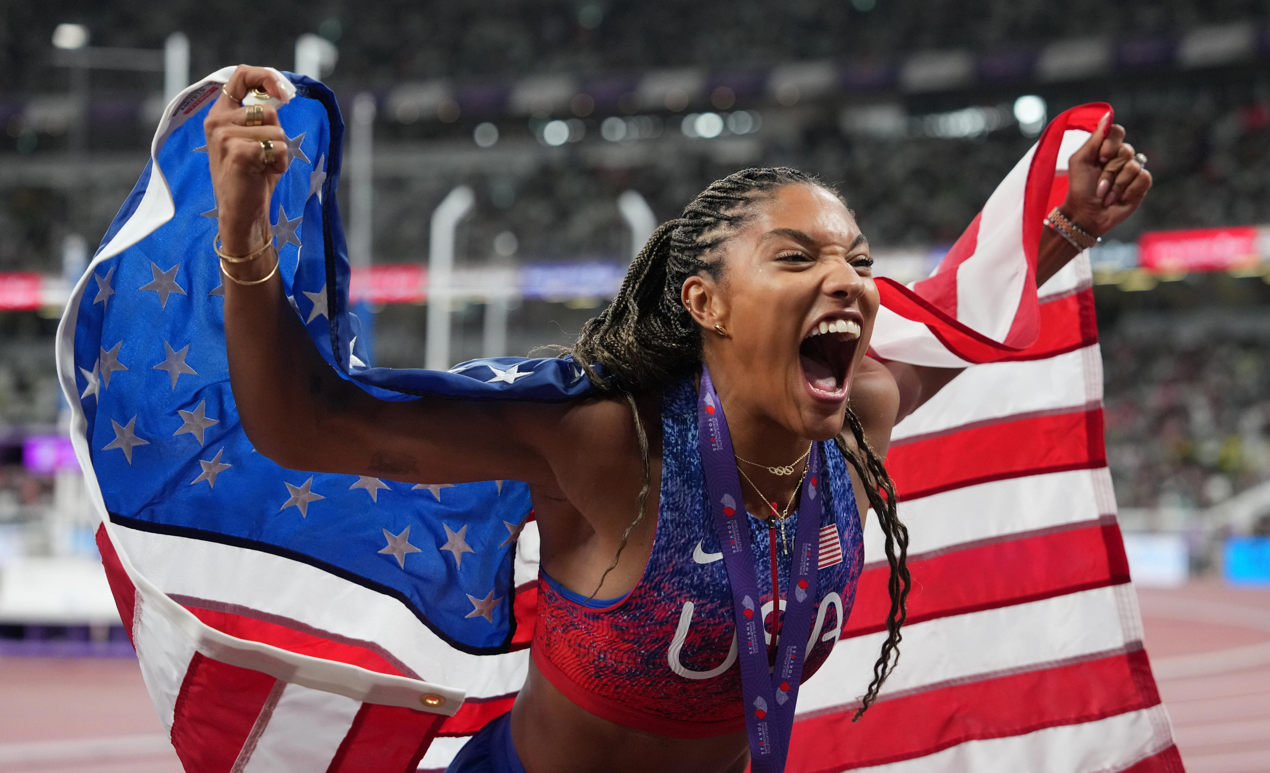 Davis-Woodhall wins gold, Young fifth at World Track and Field ...