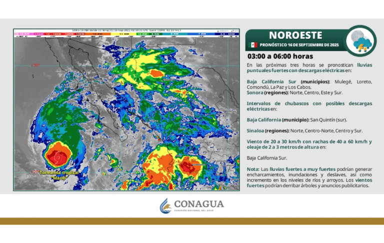 SMN emite alerta por tormenta Mario en Baja California y Baja ...