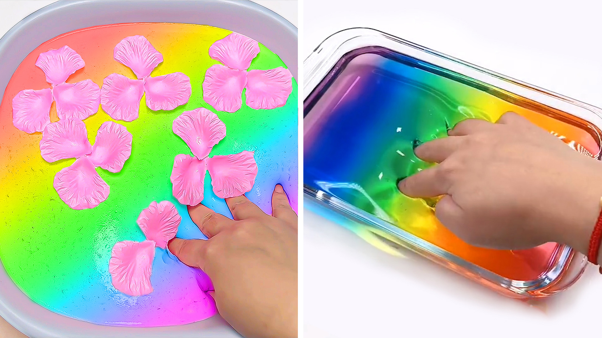 Slime arcoíris floral y transparente