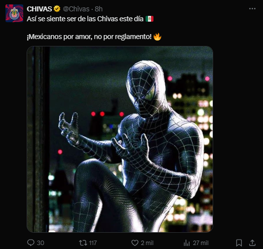 ¡A lo Spider-Man! Chivas lanza dardo a la Liga MX en plenas fiestas patrias