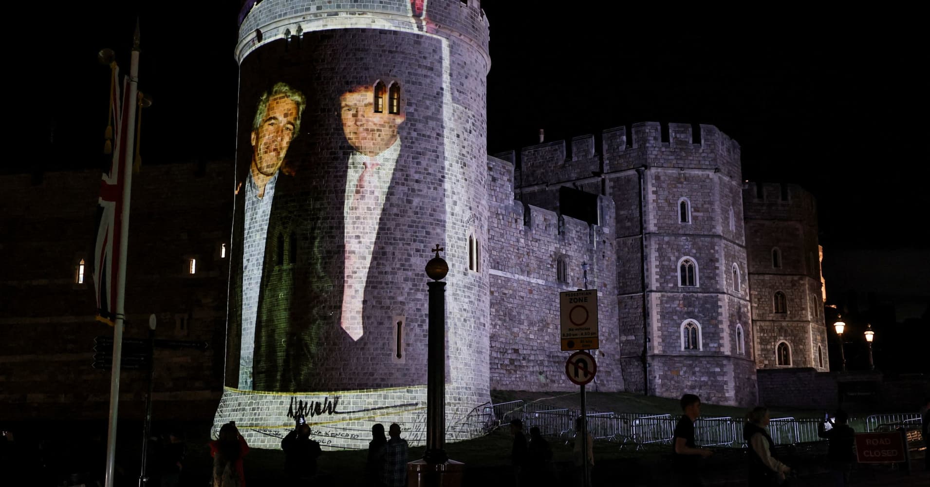 Images of Trump and Jeffrey Epstein projected on Windsor Castle as U.S ...