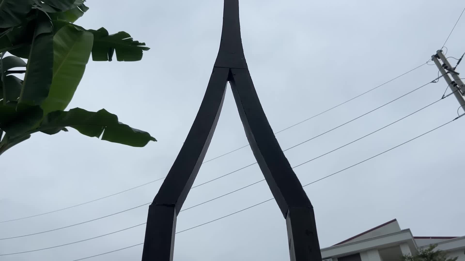 Construction of a mini cable-stayed bridge over land