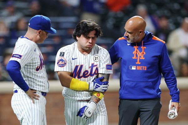 Mets optimistic Francisco Alvarez OK after being plunked again