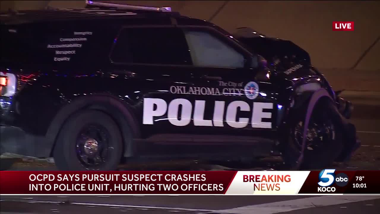 OCPD: Pursuit suspect crashes into police unit, injuring 2 Oklahoma ...