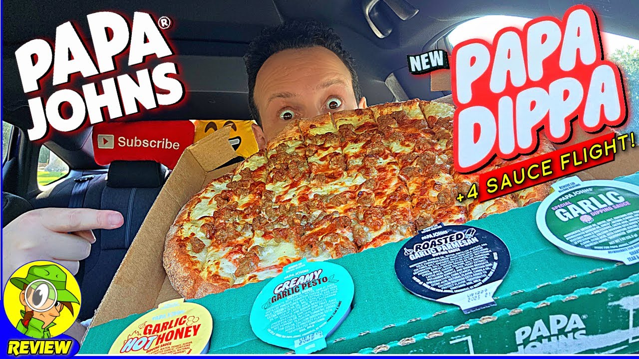 Papa John's® Papa Dippa & Garlic Sauce Flight Review Best Party Pizza?!