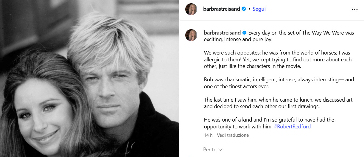 Robert Redford morto, Jane Fonda: «L'ho amato», Barbra Streisand: «Era ...
