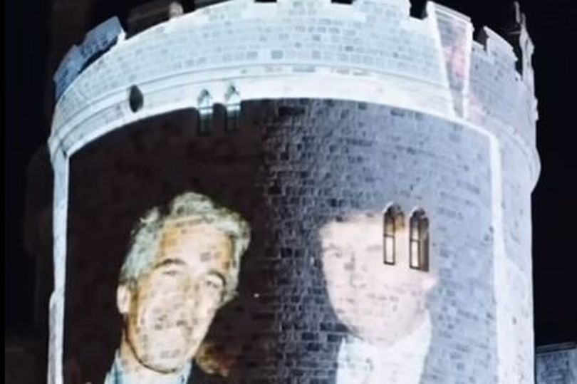 Four arrested after huge Trump and Epstein photo projected on side of ...