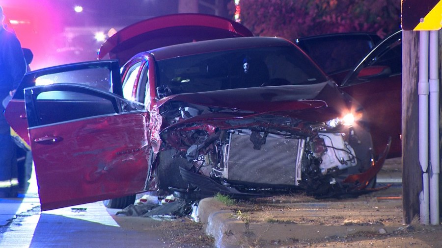 Fleeing SUV crashes into car and police cruiser