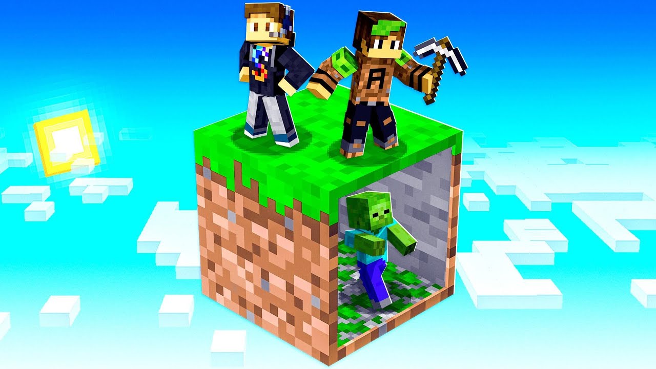 Shrinking my friends on one block in Minecraft