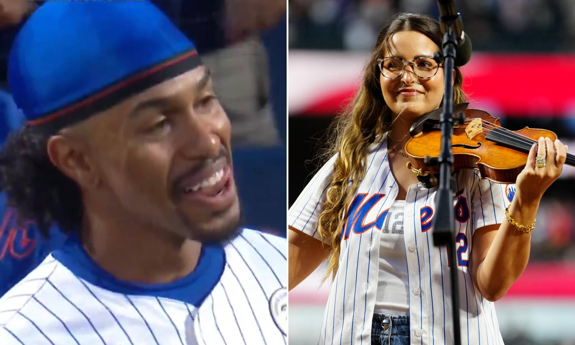 Baseball star on brink of tears as he watches his wife perform National ...