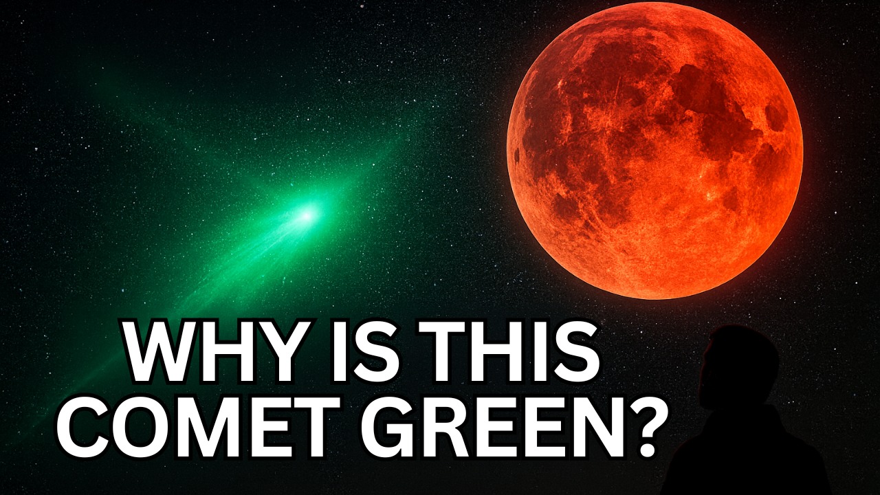 Interstellar Comet 3I/ATLAS Glows Green Under Blood Moon