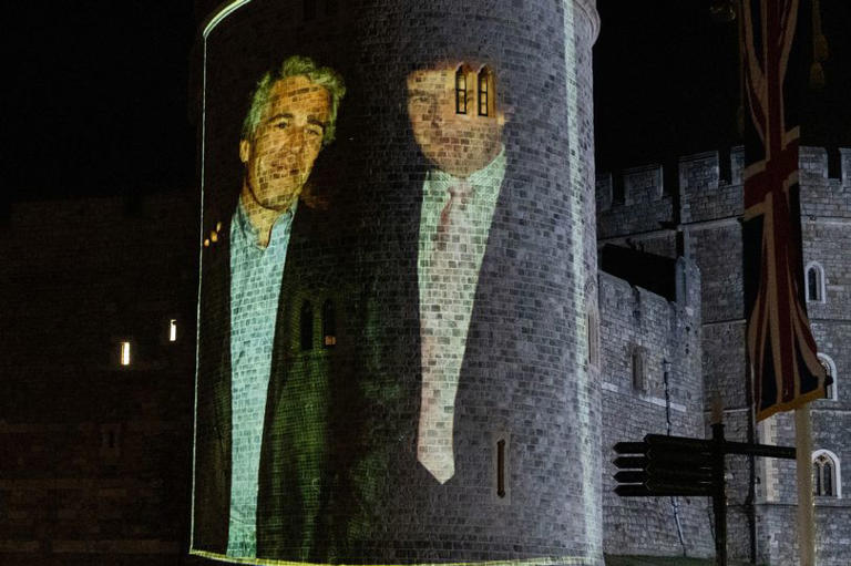 Four men bailed over projection of Trump and Epstein images on to ...