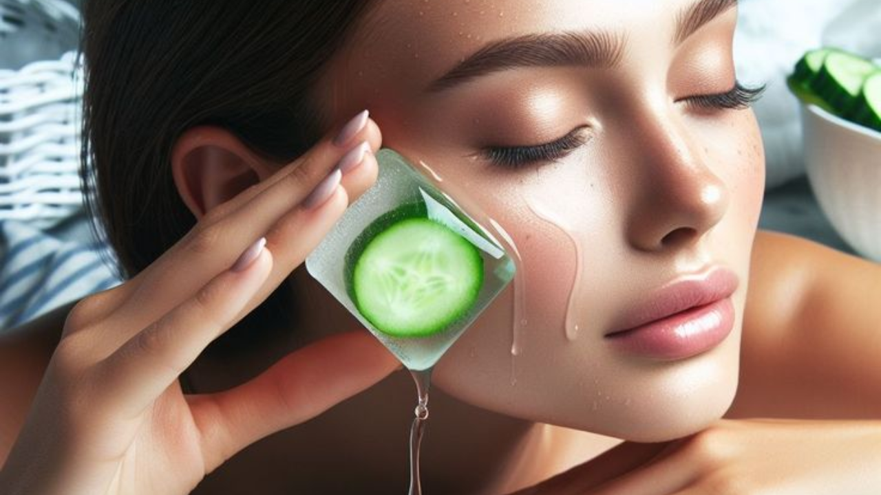 How to make cucumber juice ice cubes for a glowing face?