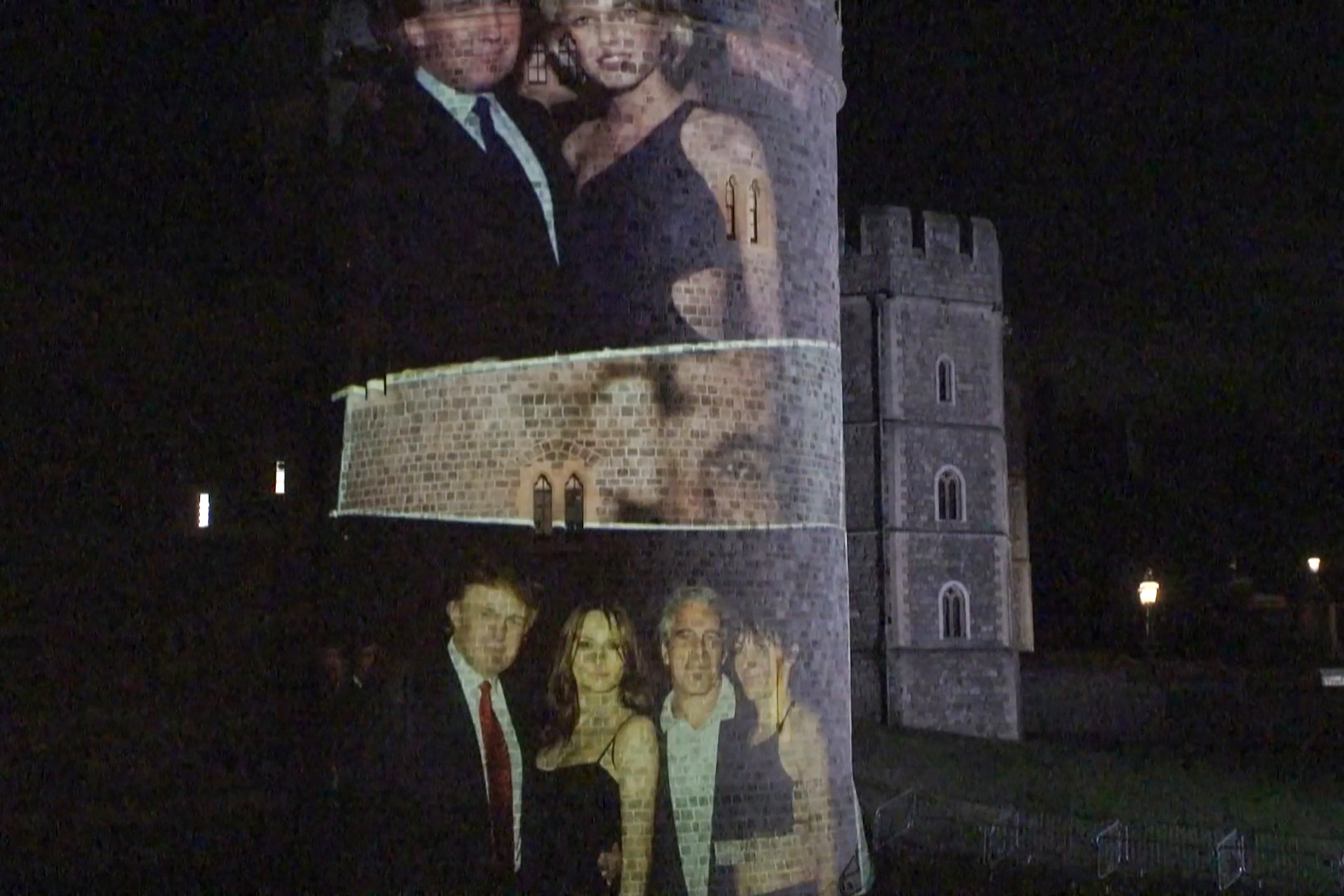 Trump and Epstein Photos Projected Onto Windsor Castle