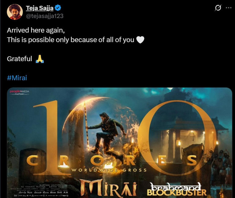 Mirai hits Rs 100 crore in six days, Teja Sajja-Manu Manoj celebrate milestone