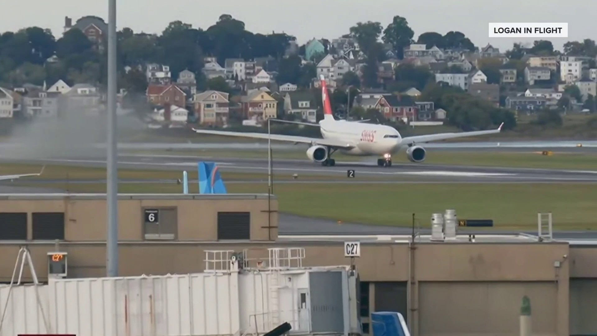 Flames Shoot Out of Swiss Air Lines Plane During Takeoff