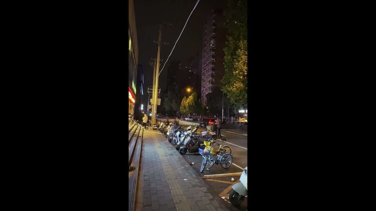 Man rides bicycle with three dogs in Beijing, China