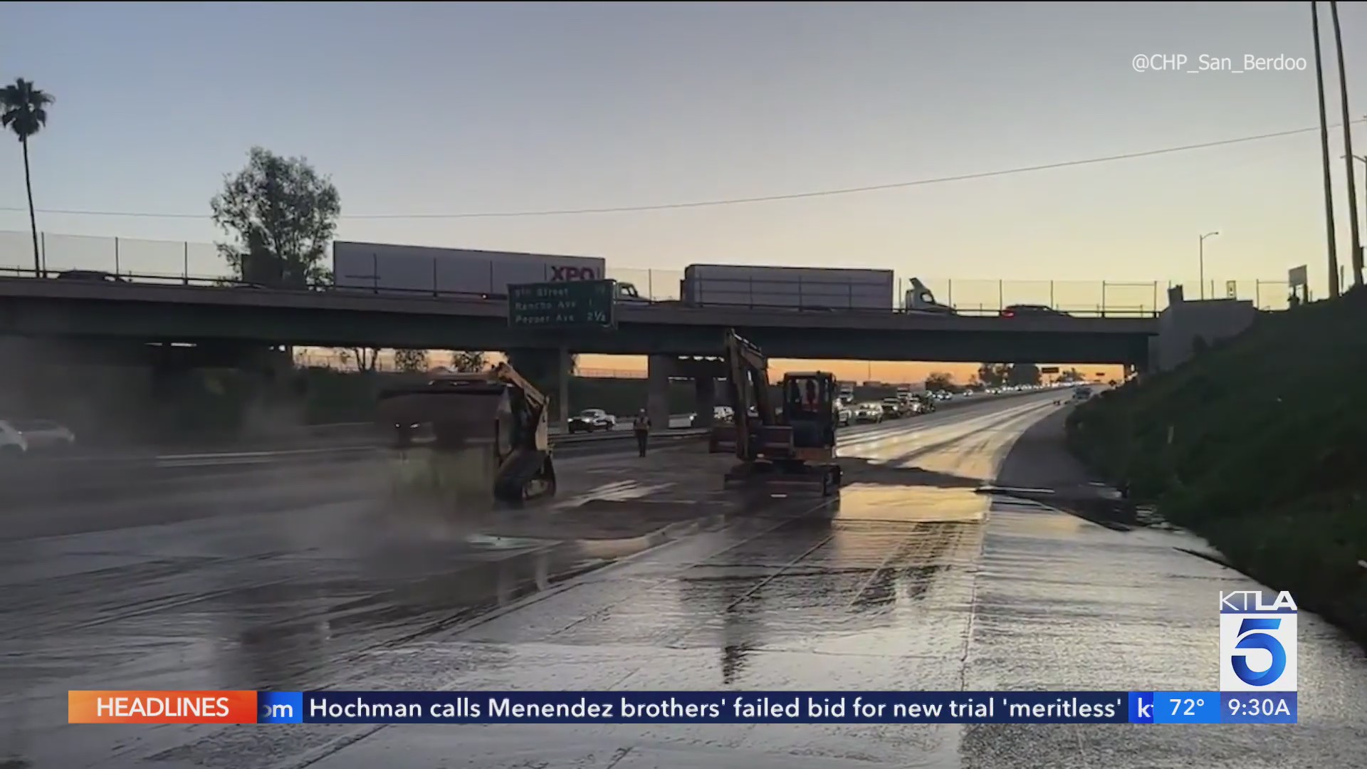 Cooking oil spill closes 10 Fwy near Colton for hours