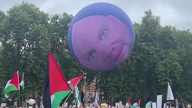 JD Vance makes appearance in beach ball form at Stop Trump rally