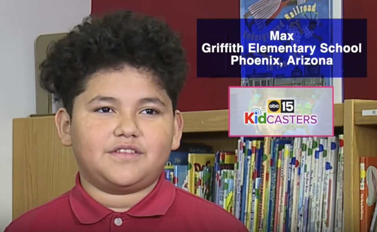 Kidcaster Max gives your Wednesday morning forecast from Griffith Elementary School