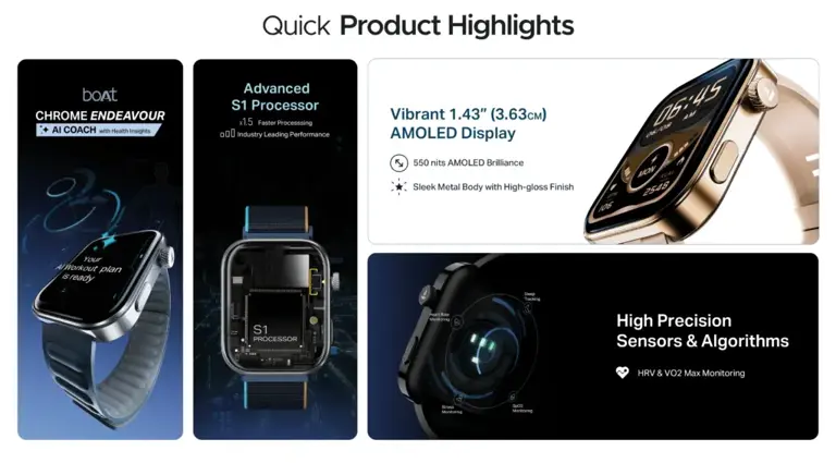 boAt launches Chrome Endeavour smartwatch with AI Coach, 1.96″ AMOLED ...