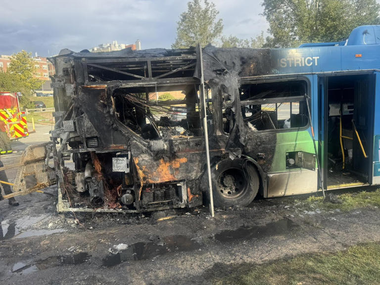 Commuter bus catches fire in Norwich
