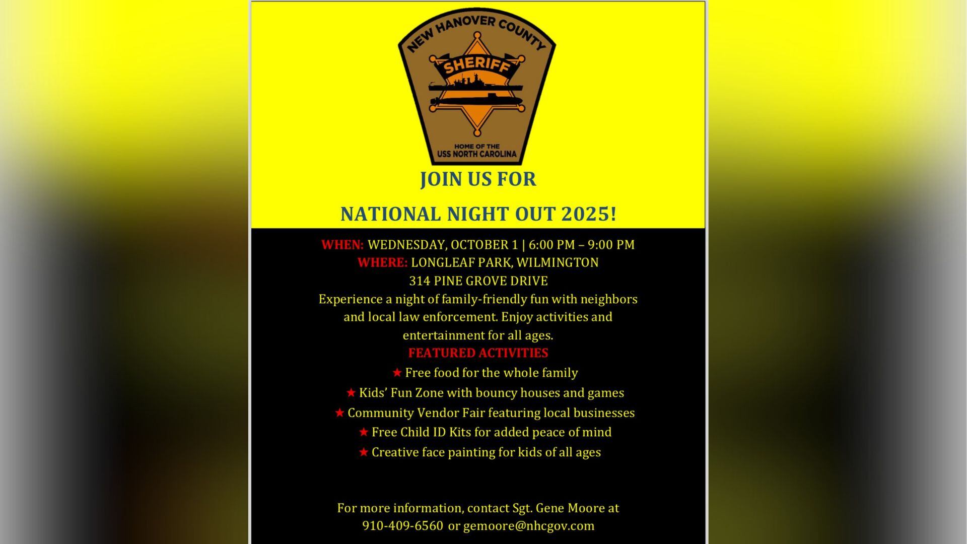 New Hanover County Sheriff’s Office hosts National Night Out 2025