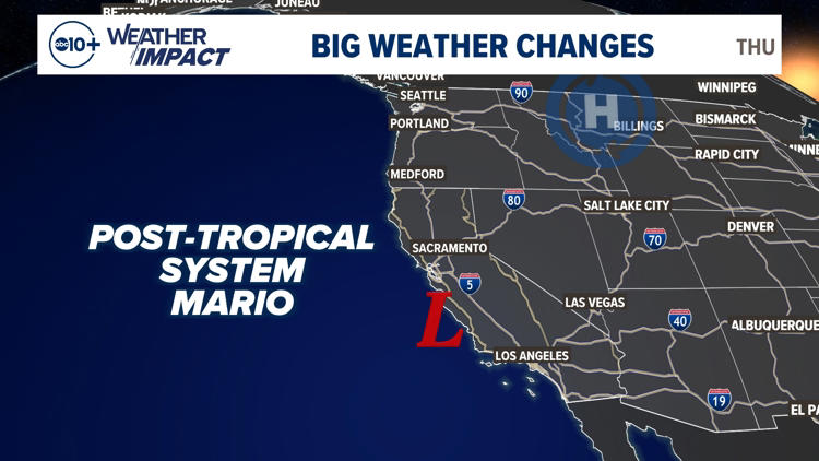 Tropical system Mario impacts California with rain, thunderstorms ...