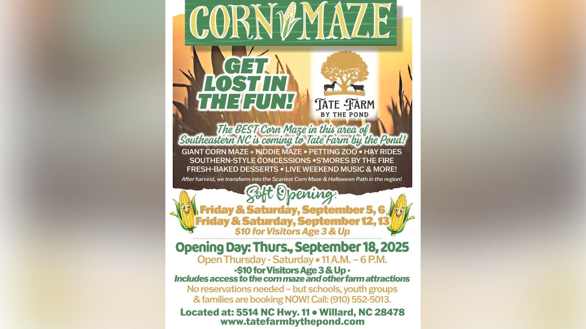 Corn mazes, hayrides and more to open at Tate Farm By The Pond for the fall