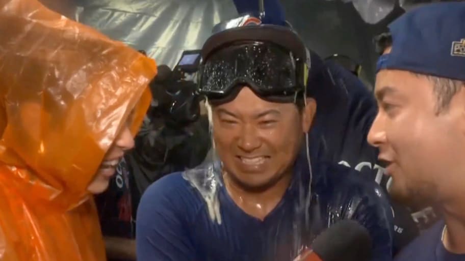 Shota Imanaga Had Priceless Reaction to Champagne Bath After Cubs ...