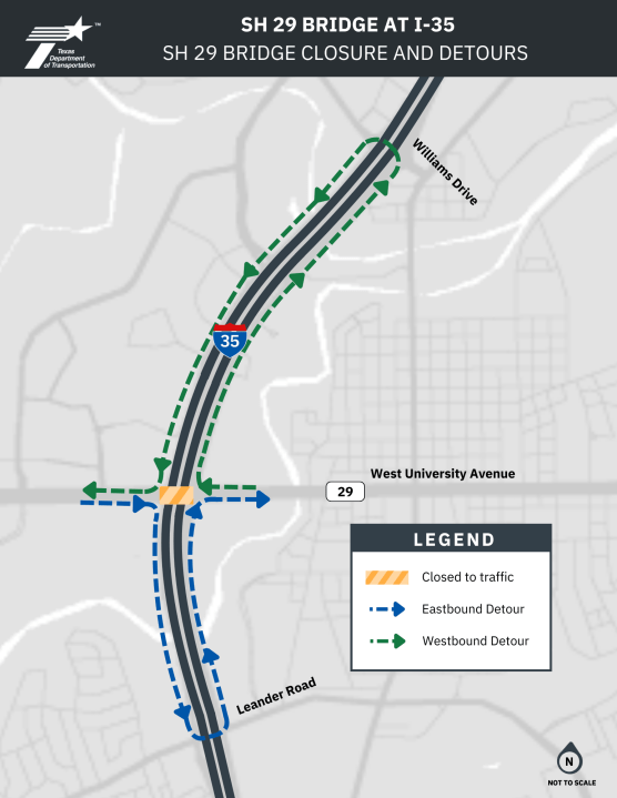TxDOT: Overpass at I-35 in Georgetown to temporarily close for repairs