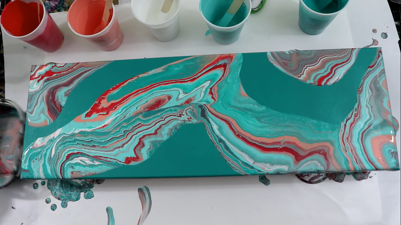 Turquoise Negative Space Acrylic Pour: Modern Art Tutorial