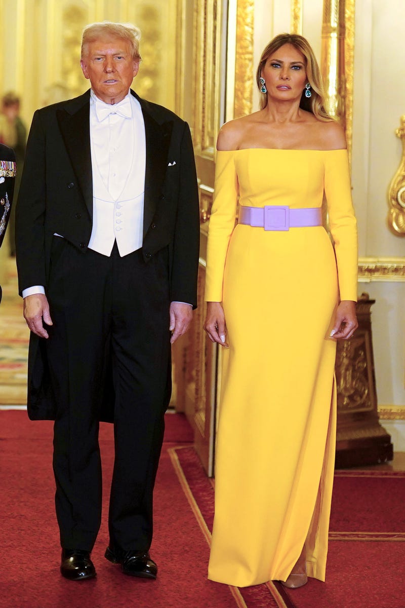 Melania Trump Bravely Pairs Lemon Yellow and Lavender for the Royal ...