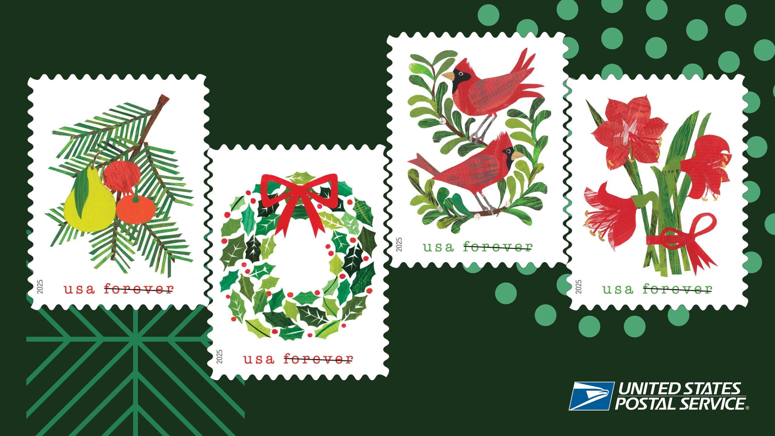 USPS ushers in the holiday season with Holiday Cheer forever stamps ...