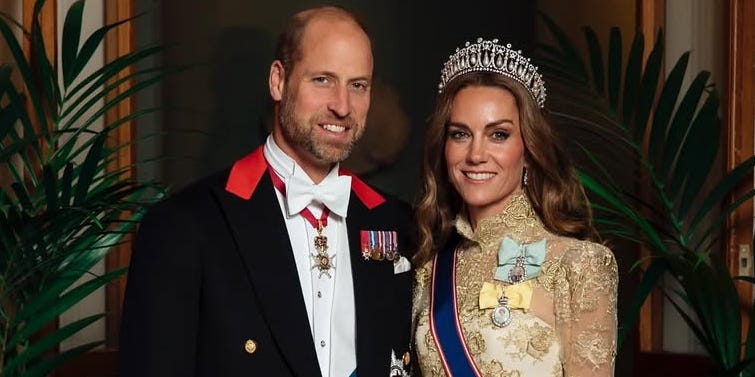 Princess Kate is a vision in a sheer gold dress and her favorite tiara ...