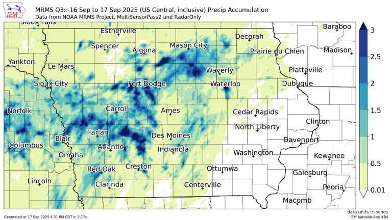 How much rain did we get? Rainfall totals pass 2 inches in Iowa with ...