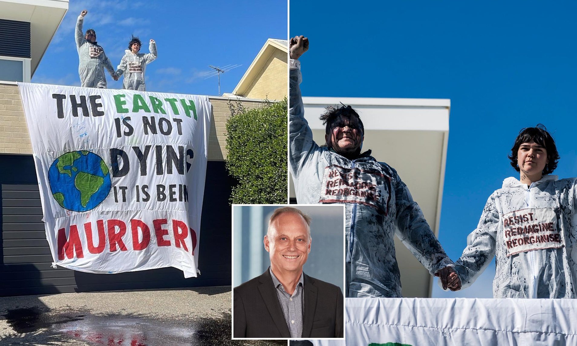 Climate radicals storm CEO's house and scale his roof in shocking stunt