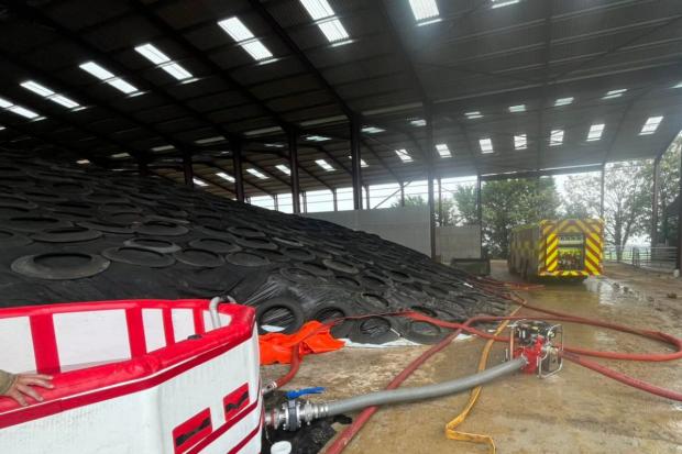 Picture shows aftermath of large tyre fire