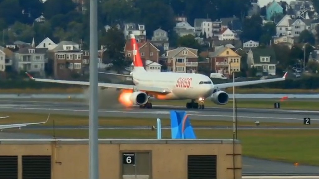 Terrifying moment flames shoot out of plane engine during takeoff