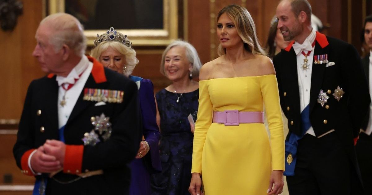 Melania Trump's Bold Off-The-Shoulder Yellow Gown Turns Heads at Royal ...