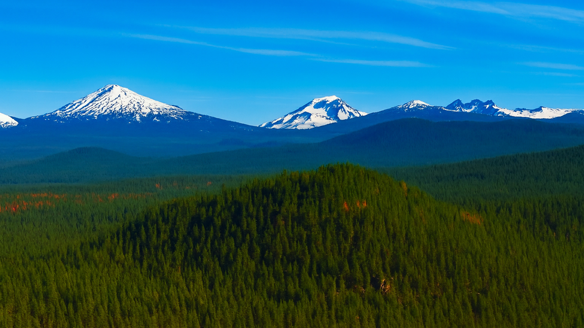 Cascade Range – Snow-Capped Peaks and Pine Forests in 4K