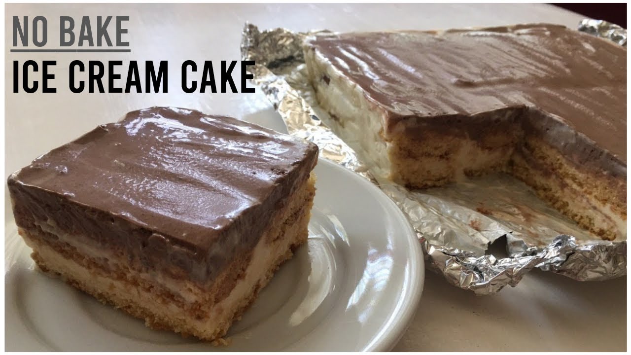 No Bake Ice Cream Cake Recipe | 4 Ingredient Fudgee Bar Dessert